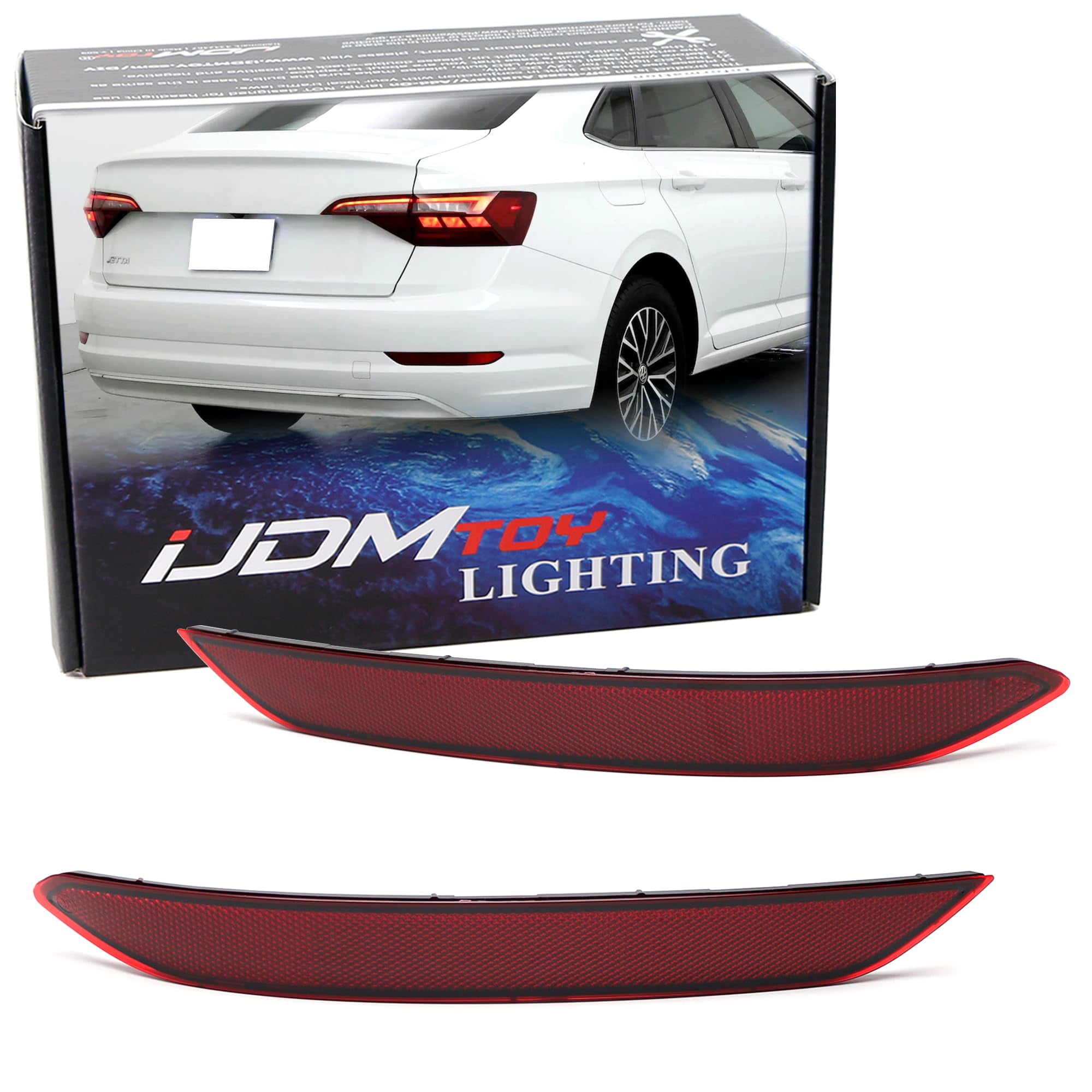 OE-Spec Red Lens Rear Bumper Reflector Replacements For Volkswagen 2019 ...