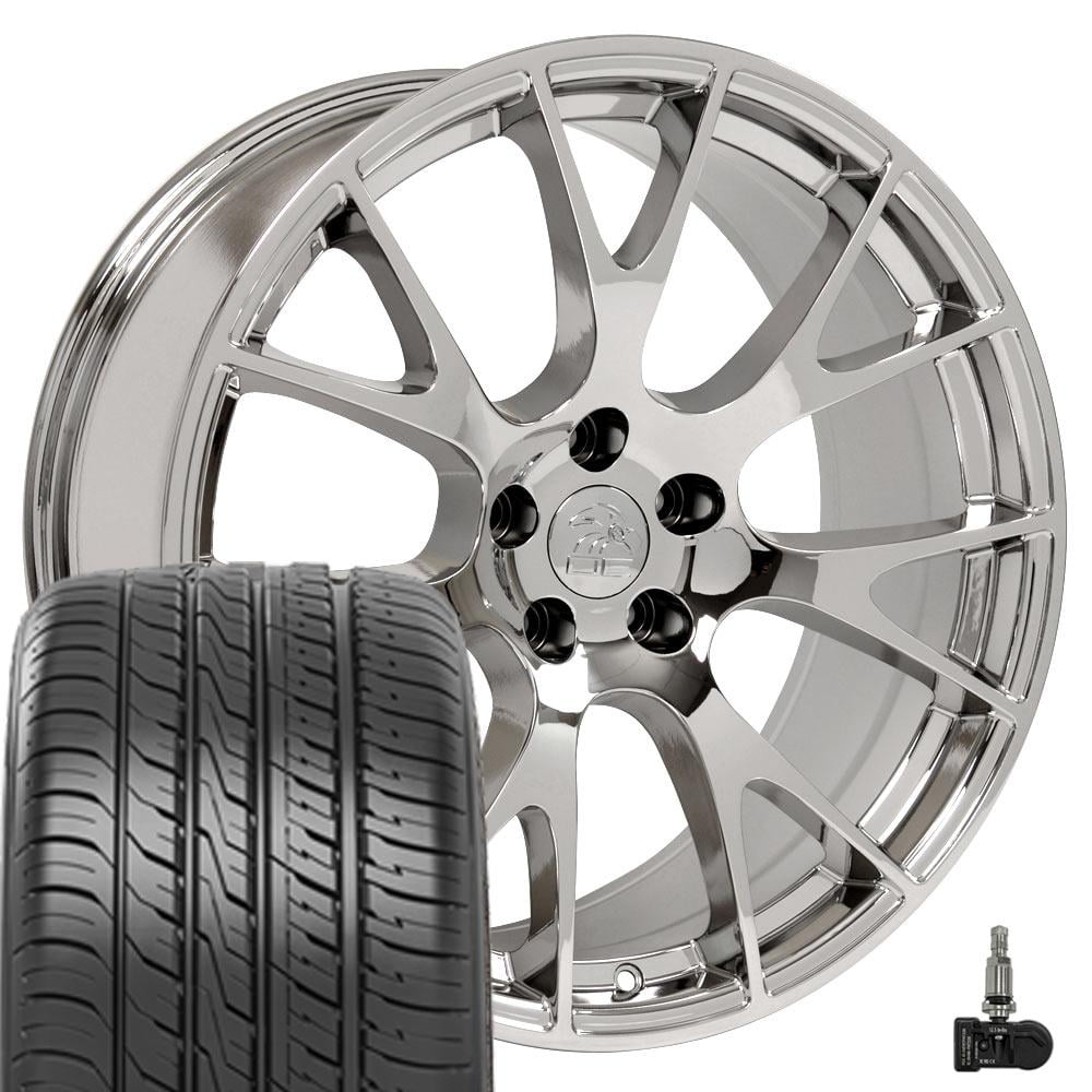 OE Wheels 20 inch Chrome 2528 Rims, Tires & TPMS Set Fit Specific Dodge ...