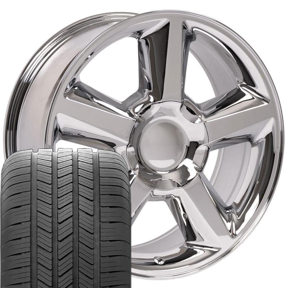 Chevy OE Wheels 20 inch Chrome 5308 Rims & Goodyear Tires Fit Specific ...