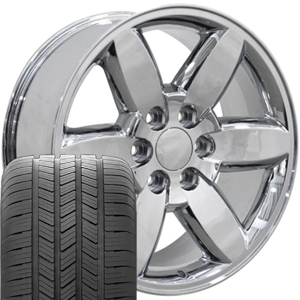 OE Wheels 20 inch Chrome 5420 Rims & Goodyear Tires Set Fits Specific ...