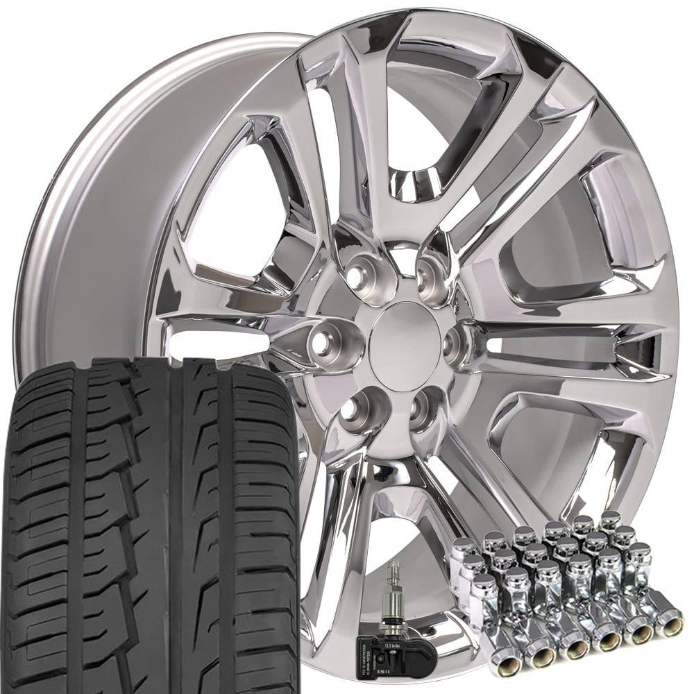 OE Wheels 22 inch Chrome CK158 Rims, 285/45r22 Tires, TPMS & Lugs Set ...