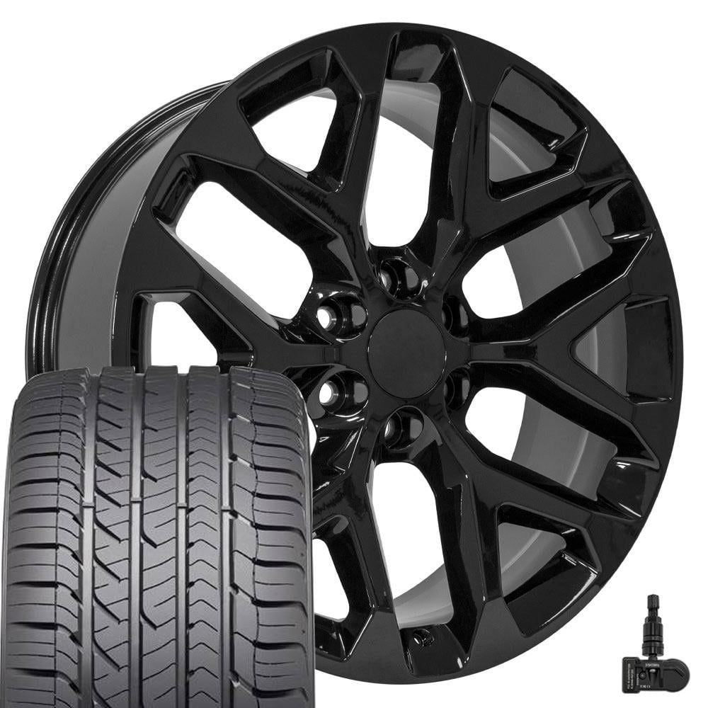 OE Wheels CV98B 22x9 Snowflake Wheels - Gloss Black 22 Inch Rims Set of ...