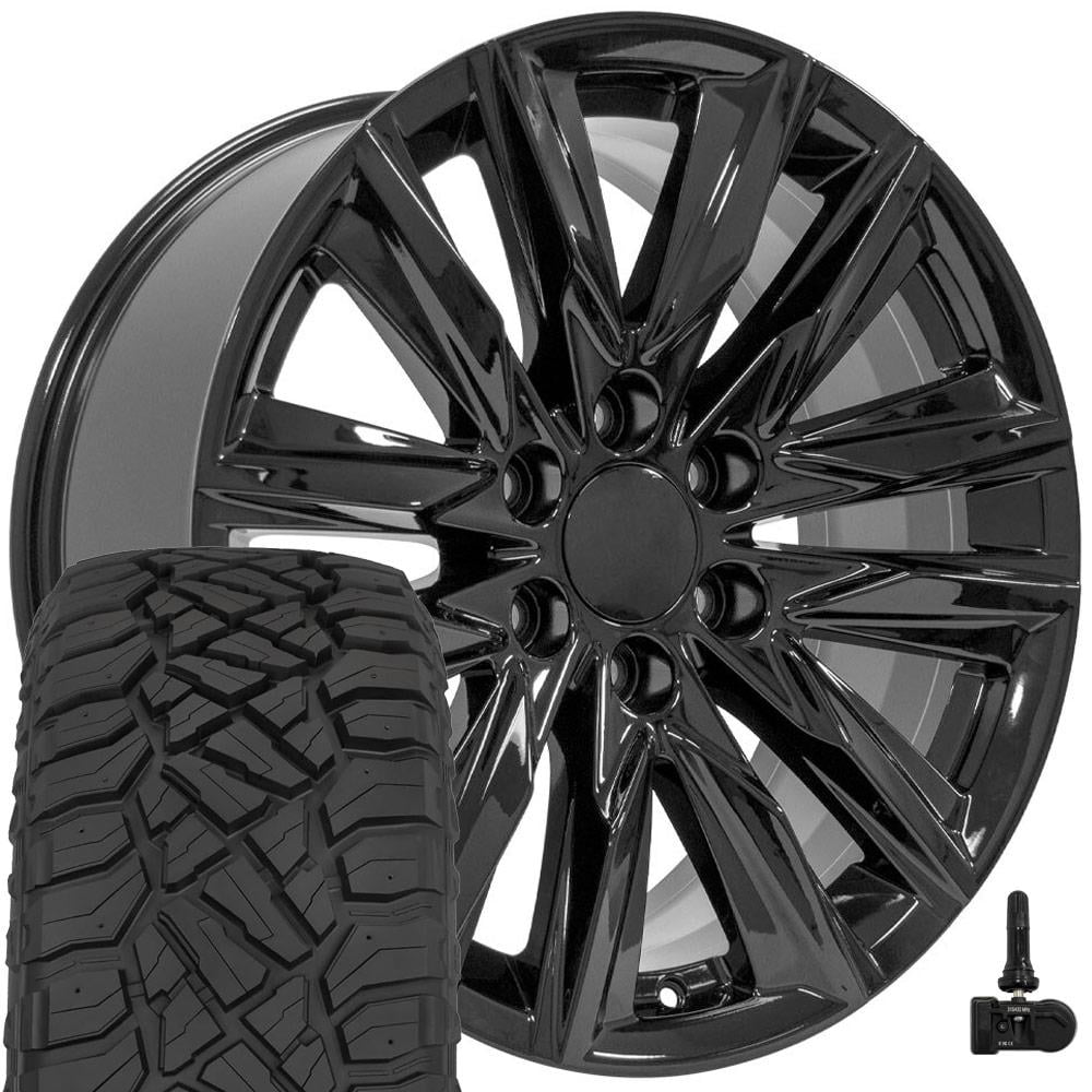 OE Wheels CA91 20 Inch Rims and Tires Fit Escalade Sport Style 6x139.7 20x9 Gloss Black ...