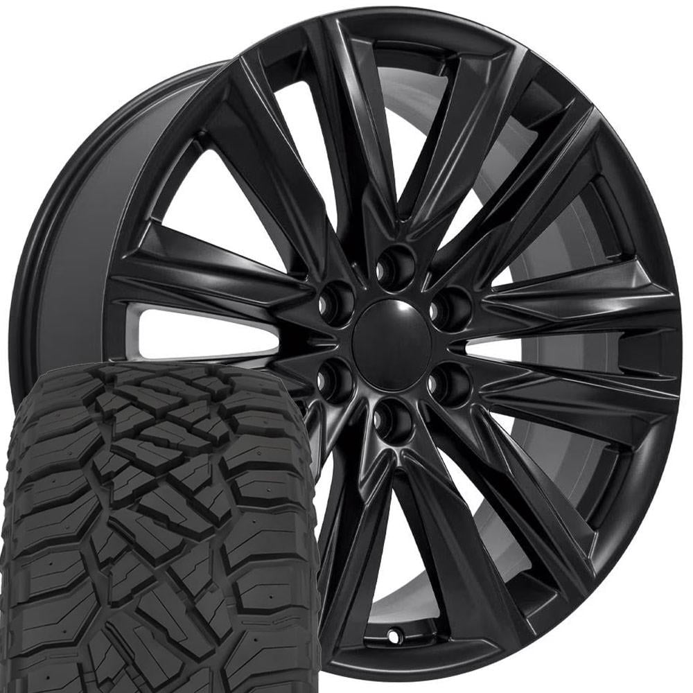 OE Wheels CA91 22 Inch Rims and Tires Fit Escalade Sport Style 6x139.7 22x9 Satin Black ...