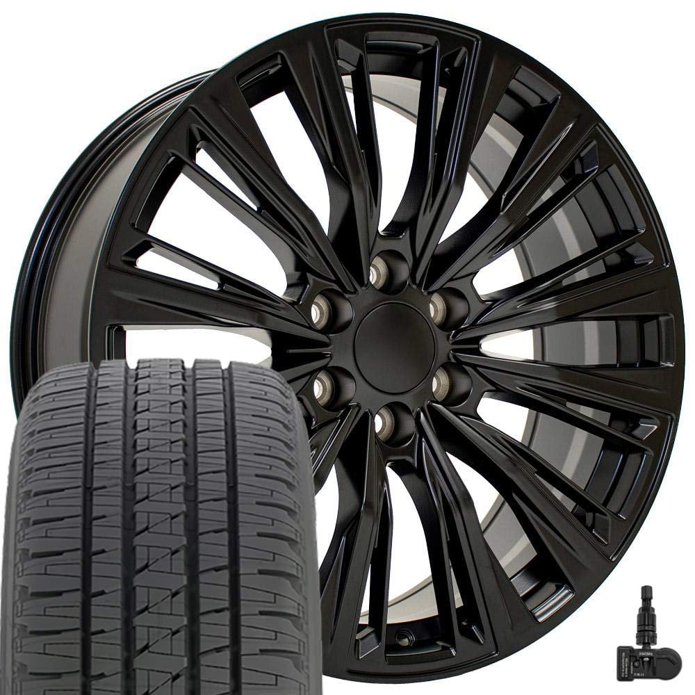 OE Wheels CA93 22 Inch Rims and Tires Fit Escalade-V Series Style 6x139.7 22x9 Satin Black ...