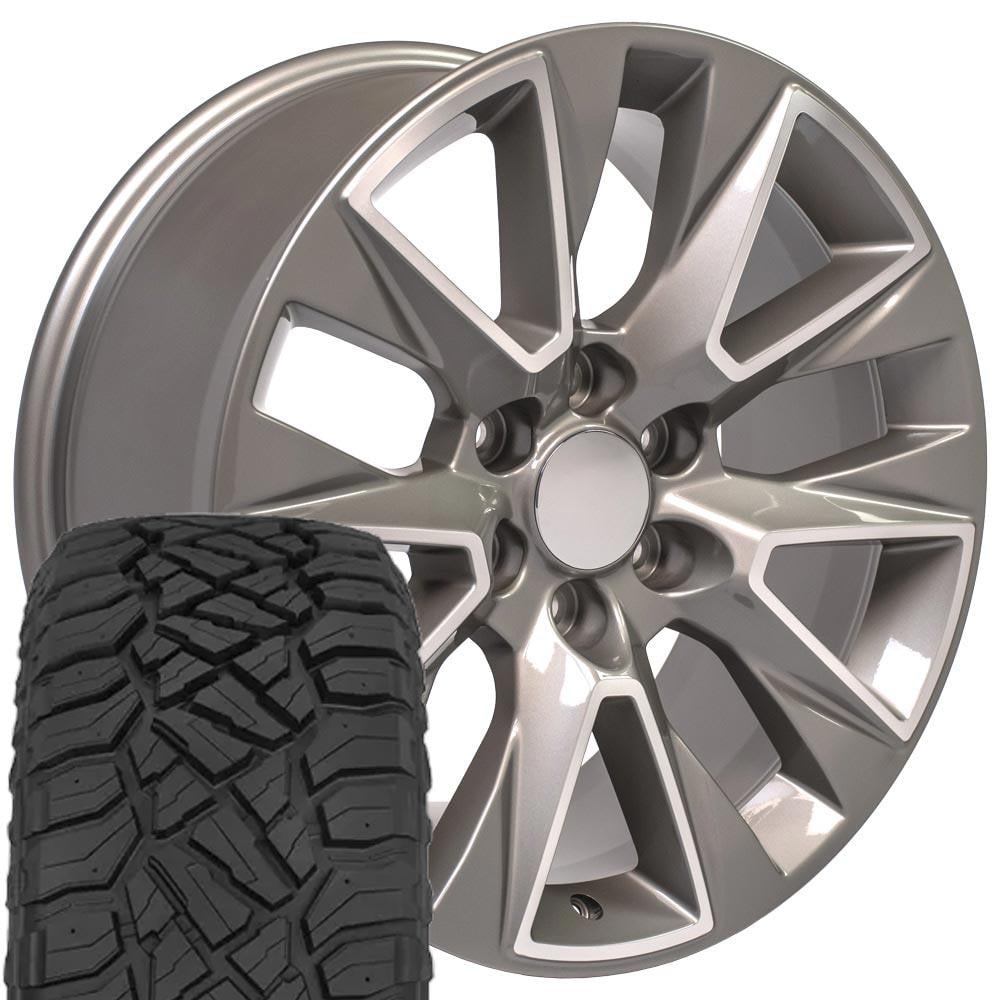 OE Wheels CV26 20 Inch Rims and Tires Fit Silverado 1500 LTZ Style 6x139.7 20x9 Gloss Silver ...