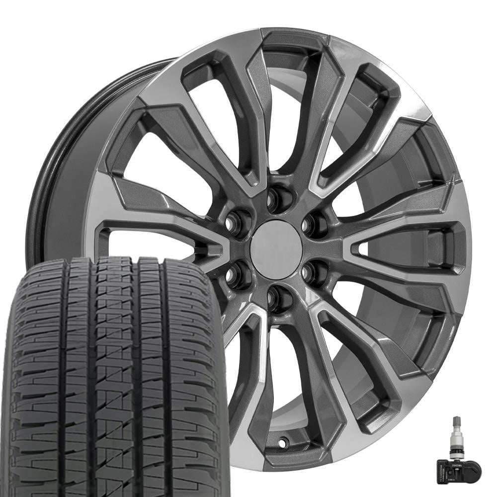 OE Wheels CV30 22 Inch Rims and Tires Fit Yukon Denali Style 6x139.7 22x9 Gloss Gunmetal ...
