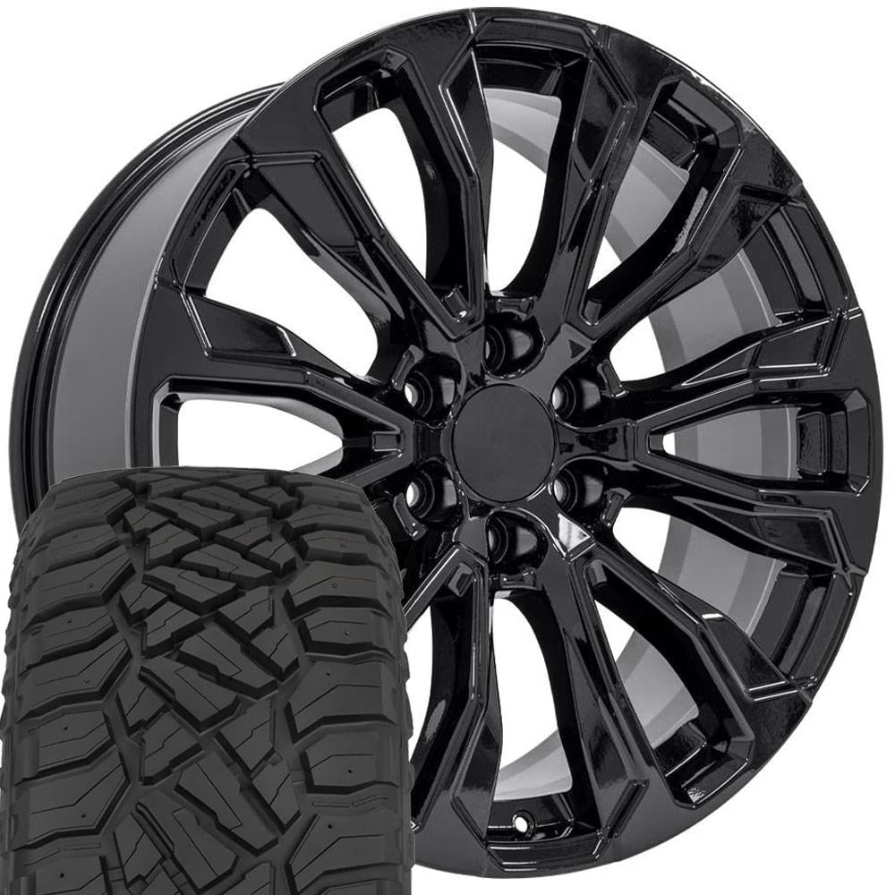 OE Wheels CV30 22 Inch Rims and Tires Fit Yukon Denali Style 6x139.7 22x9 Gloss Black ...
