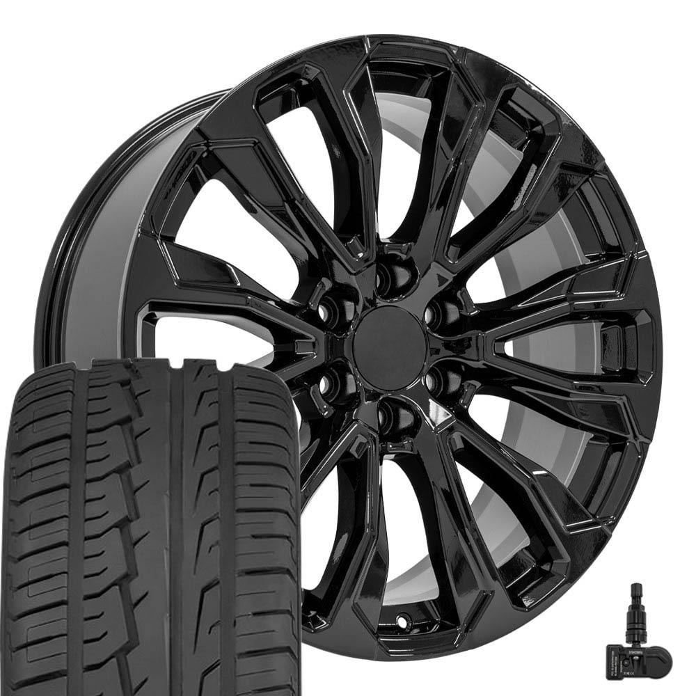OE Wheels CV30 22 Inch Rims and Tires Fit Yukon Denali Style 6x139.7 22x9 Gloss Black ...