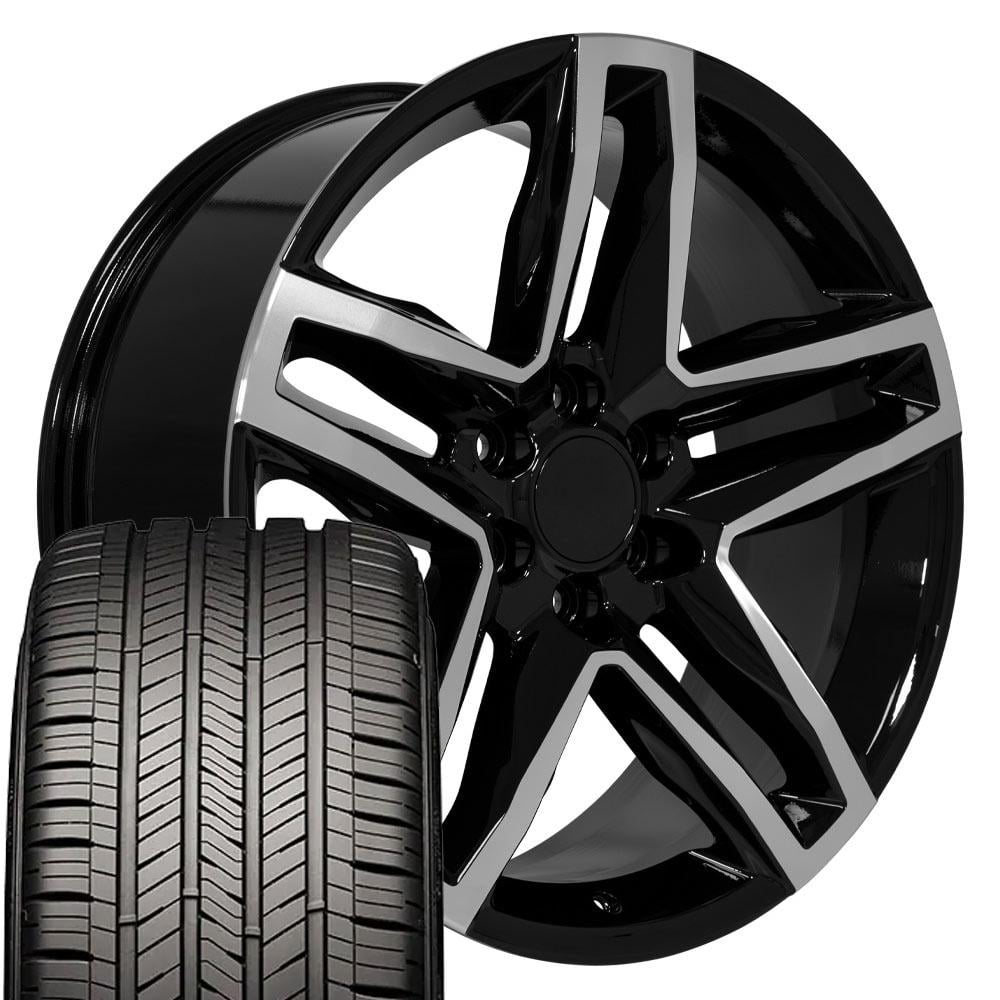 OE Wheels CV34 22 Inch Rims and Tires Fit Silverado 1500 Trail Boss Style 6x139.7 22x9 Gloss ...