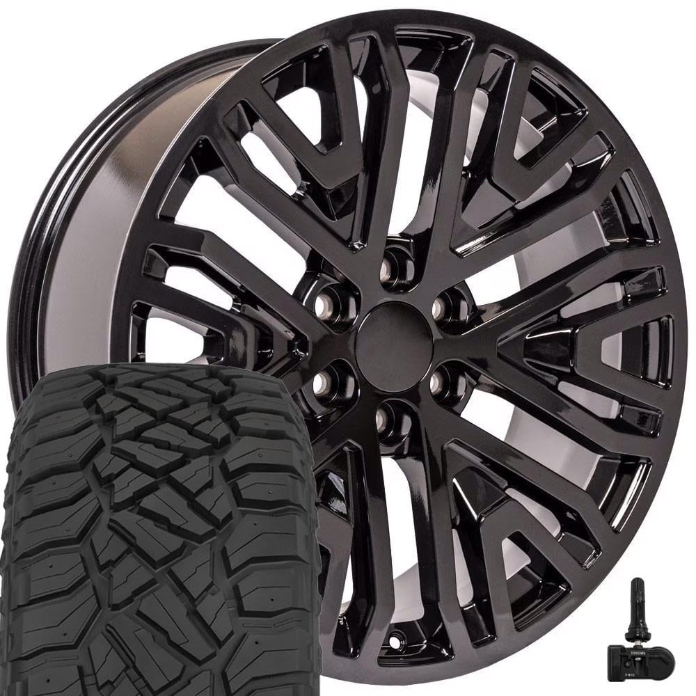 OE Wheels CV37 22 Inch Rims and Tires Fit Sierra 1500 Style 6x139.7 22x9 Gloss Black - Hollander ...