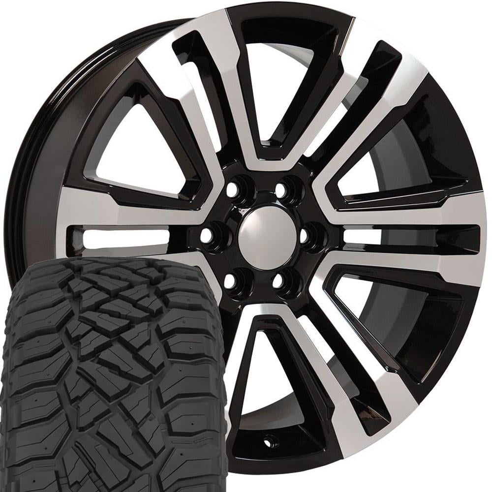 OE Wheels CV44 22 Inch Rims and Tires Fit Yukon Denali Style 6x139.7 22x9 Gloss Black Machined ...