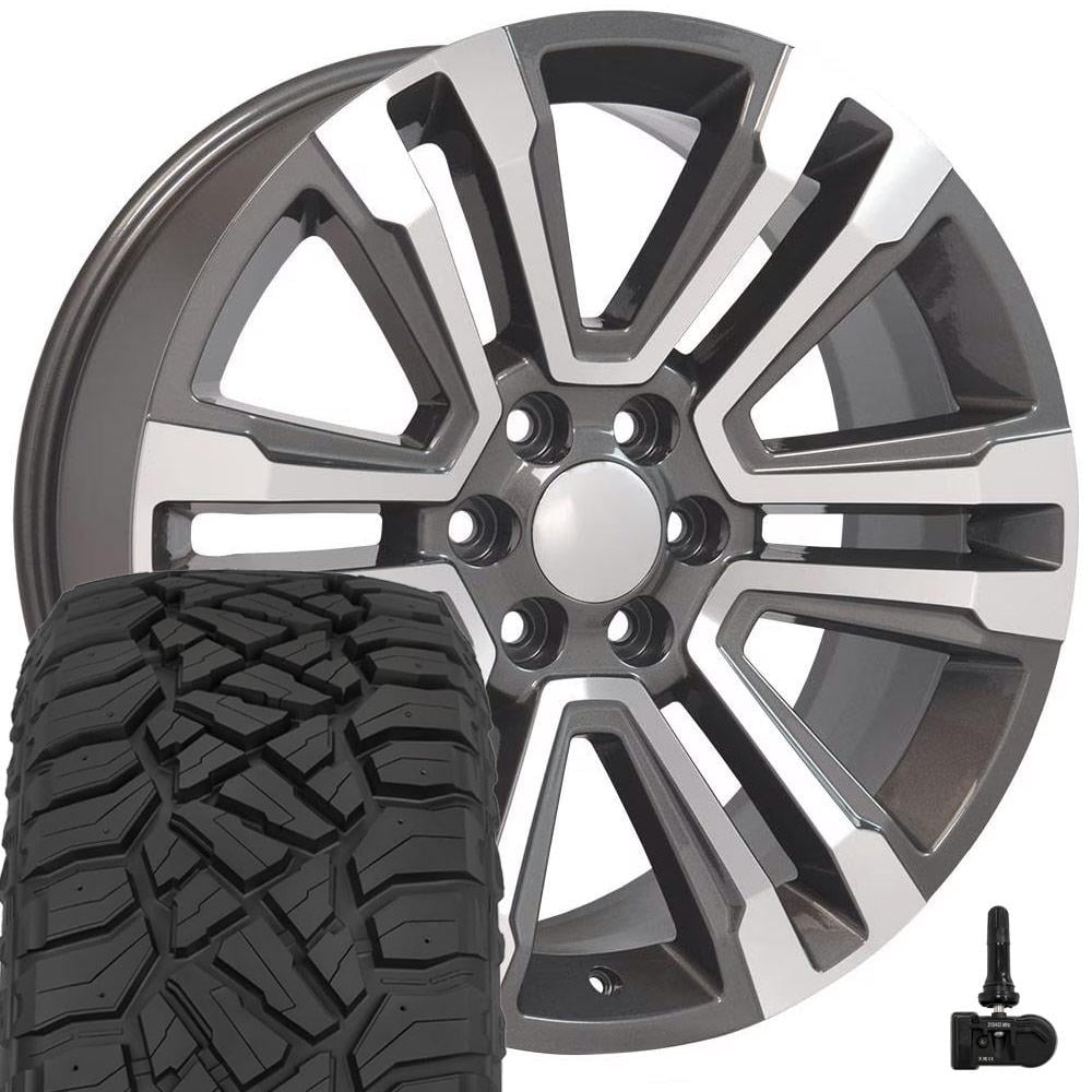 OE Wheels CV44 22 Inch Rims and Tires Fit Yukon Denali Style 6x139.7 22x9 Gloss Gunmetal ...