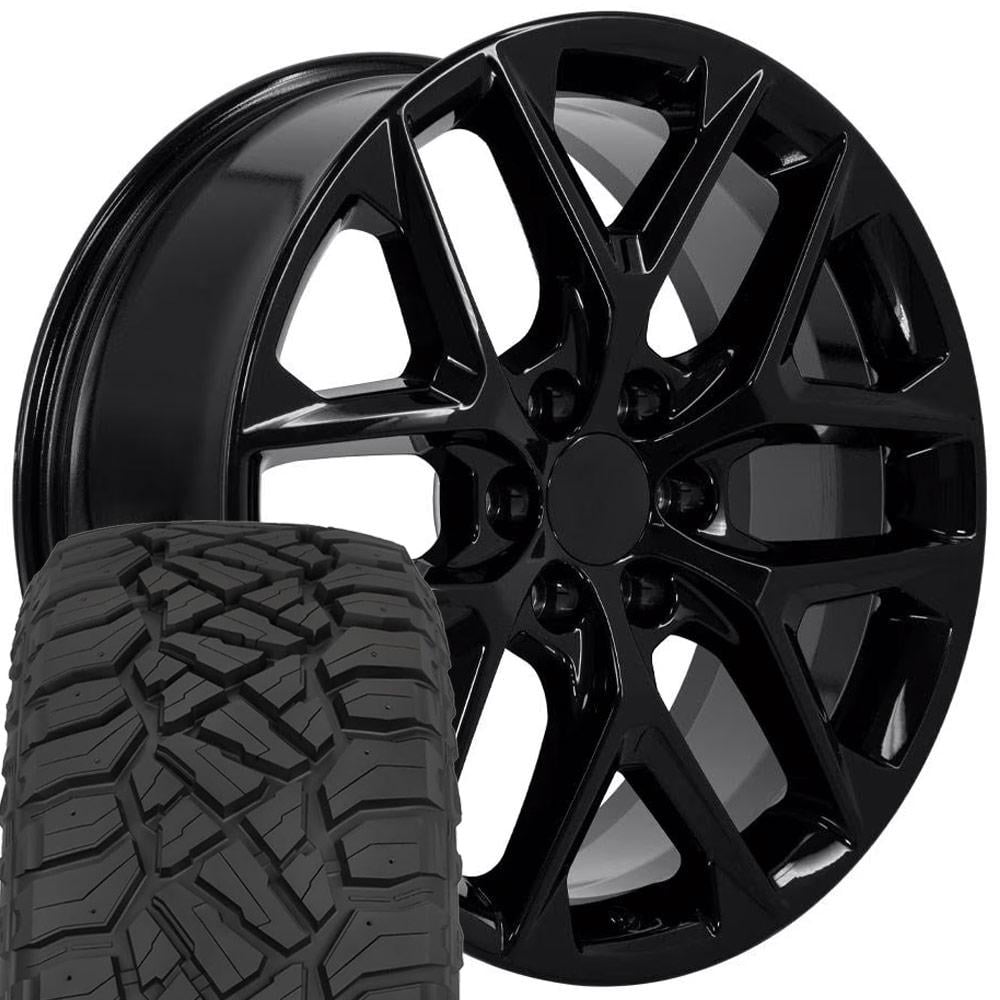 OE Wheels CV62 22 Inch Rims and Tires Fit Silverado 1500 Style 6x139.7 22x9 Gloss Black ...