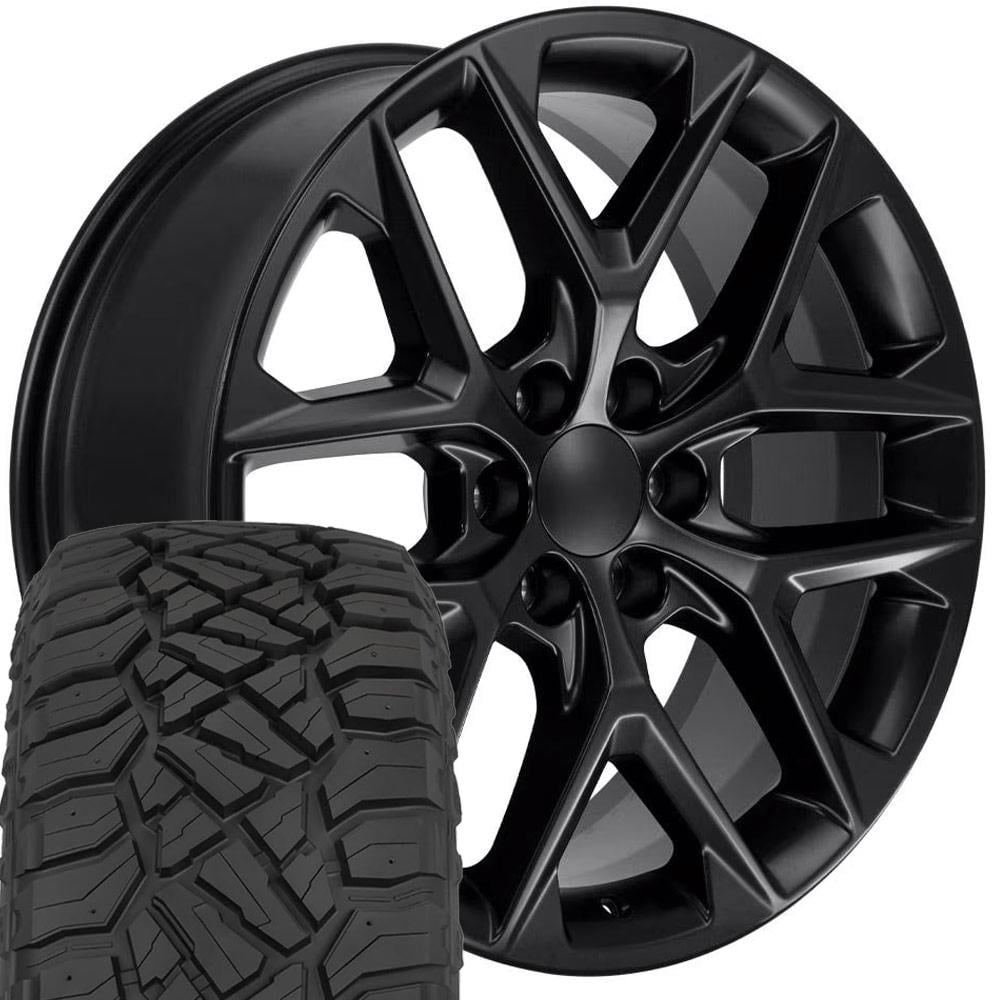 OE Wheels CV62 22 Inch Rims and Tires Fit Silverado 1500 Style 6x139.7 22x9 Satin Black ...