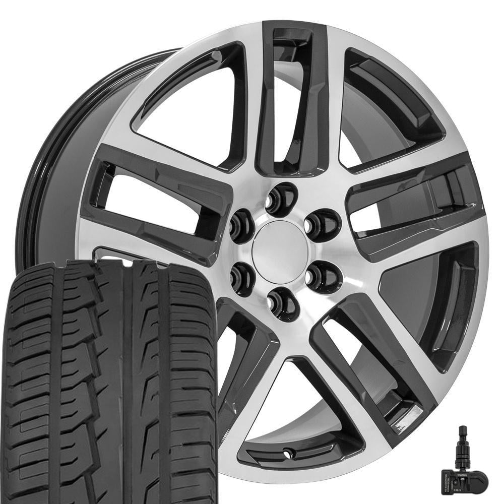 OE Wheels CV63 22 Inch Rims and Tires Fit Silverado 1500 Z71 Style 6x139.7 22x9 Gloss Gunmetal ...