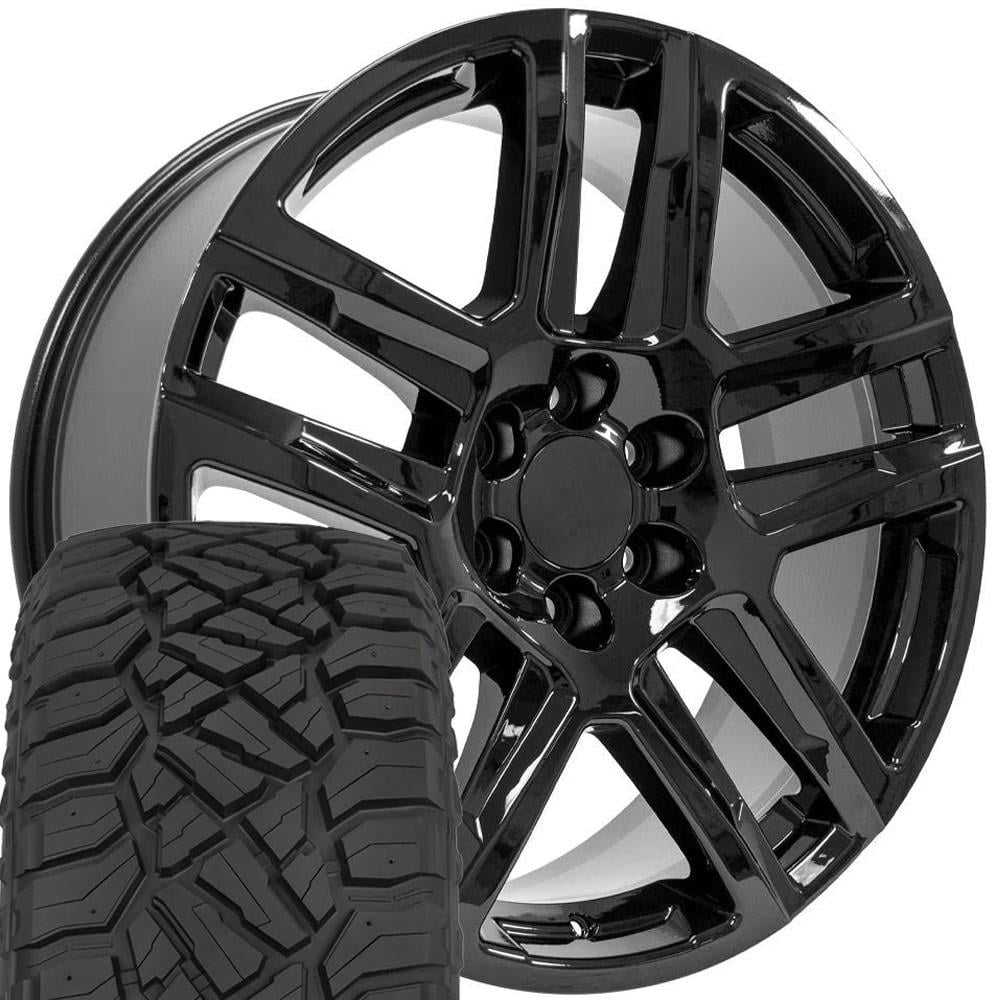 OE Wheels CV63 22 Inch Rims and Tires Fit Silverado 1500 Z71 Style 6x139.7 22x9 Gloss Black ...