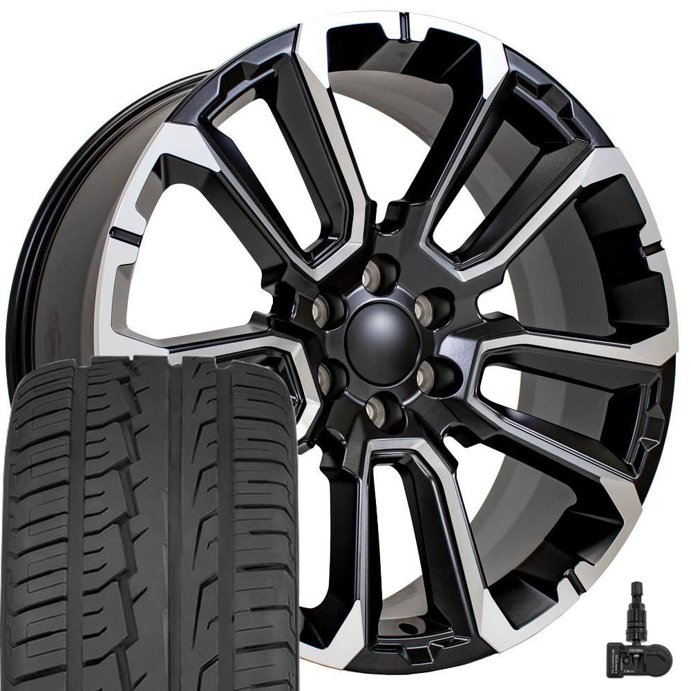 OE Wheels CV68 24 Inch Rims and Tires Fit Suburban 1500 High Country Style 6x139.7 24x10 Satin ...