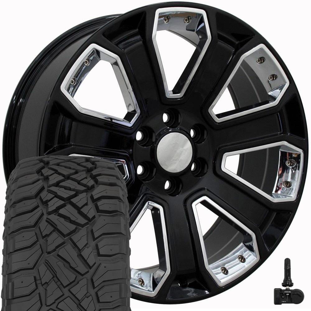 OE Wheels CV93B 22 Inch Rims and Tires Fit Silverado 1500 Style 6x139.7 ...