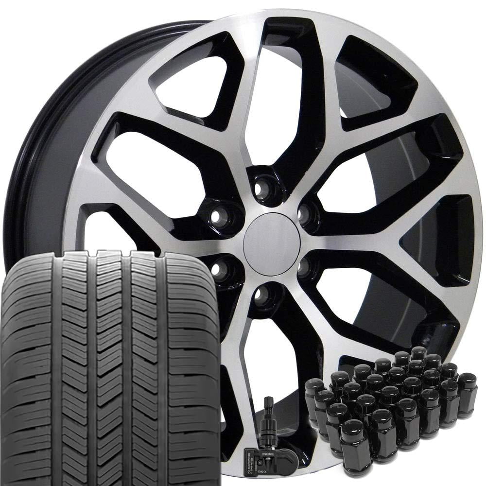 OE Wheels CV98 20 Inch Rims and Tires Fit Silverado 1500 Snowflake ...