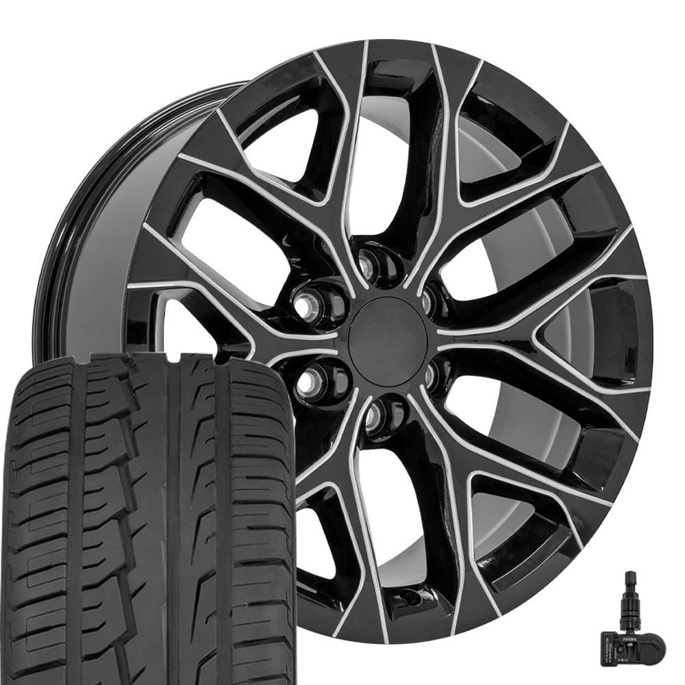 OE Wheels CV98 20 Inch Rims and Tires Fit Silverado 1500 Snowflake Style 6x139.7 20x9 Gloss ...