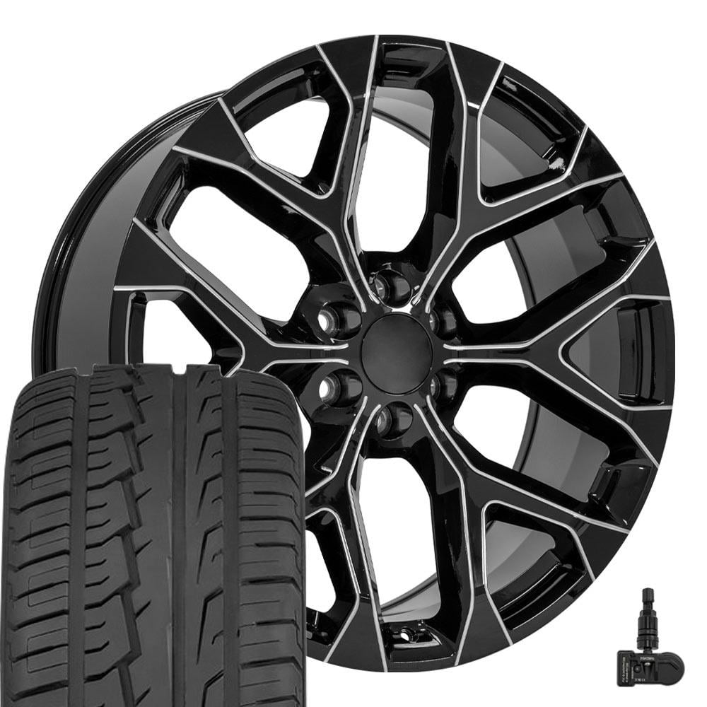 OE Wheels CV98 24 Inch Rims and Tires Fit Silverado 1500 Snowflake ...