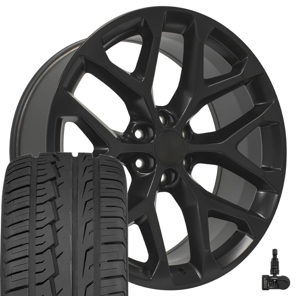 OE Wheels CV98 24 Inch Rims and Tires Fit Silverado 1500 Snowflake ...