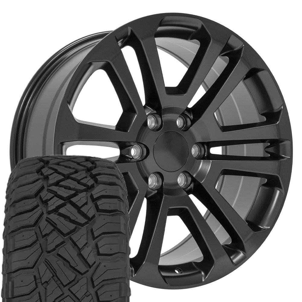 OE Wheels CV99 20 Inch Rims and Tires Fit Sierra 1500 Style 6x139.7 20x9 Satin Black - Hollander ...