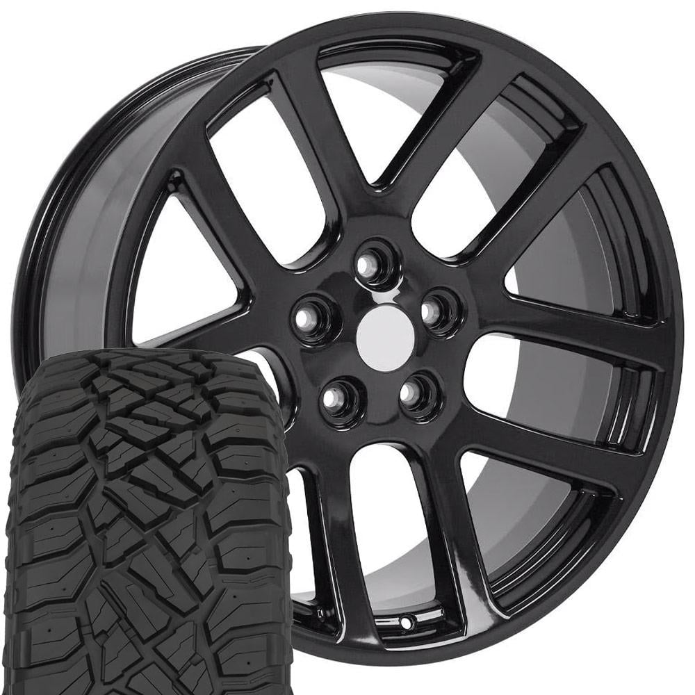 OE Wheels DG51 22 Inch Rims and Tires Fit Ram SRT Style 5x139.7 22x10 ...