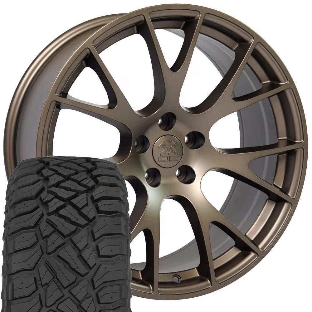 OE Wheels DG69 22 Inch Rims and Tires Fit Ram Hellcat Style 5x139.7 22x10 Satin Bronze ...