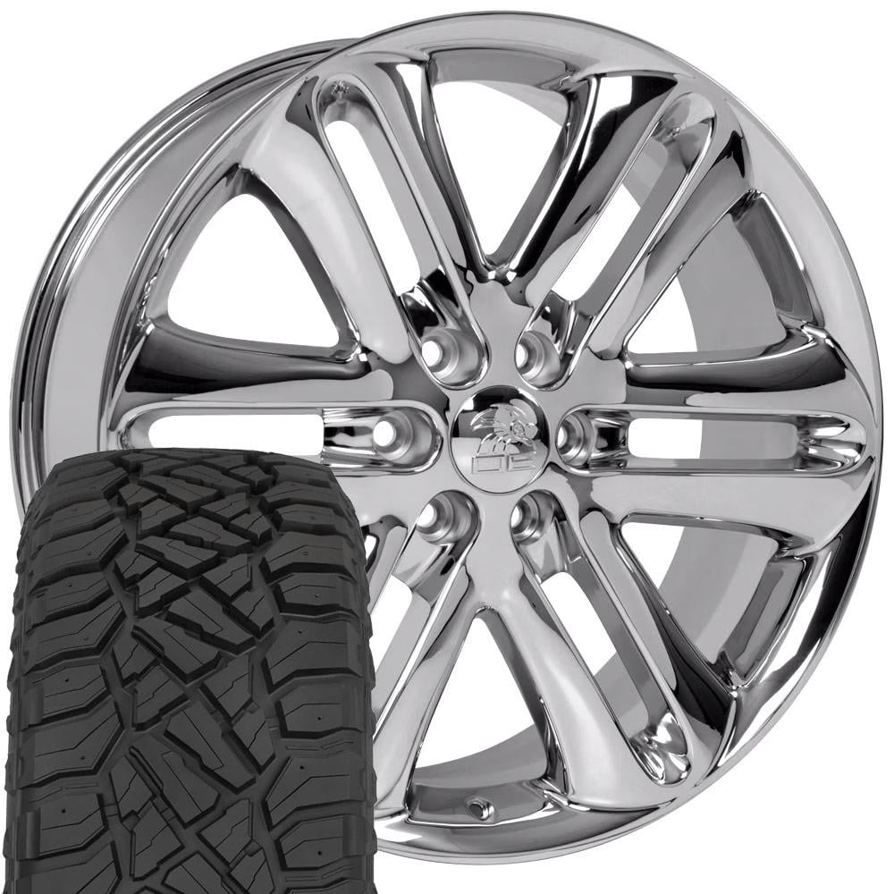 OE Wheels FR76 22 Inch Rims and Tires Fit F-150 Style 6x135 22x9 Chrome ...