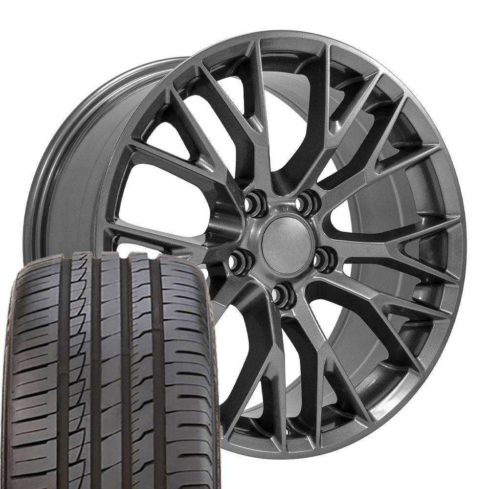 OE Wheels CV22 18 Inch Rims and Tires Fit Corvette C7 Z06 Style 5x120 ...