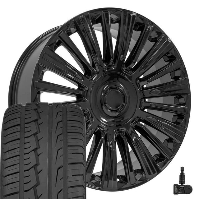 OE Wheels LLC 24 inch Wheels and Tires Fits Silverado Suburban Tahoe Sierra Yukon Escalade 6x139 ...