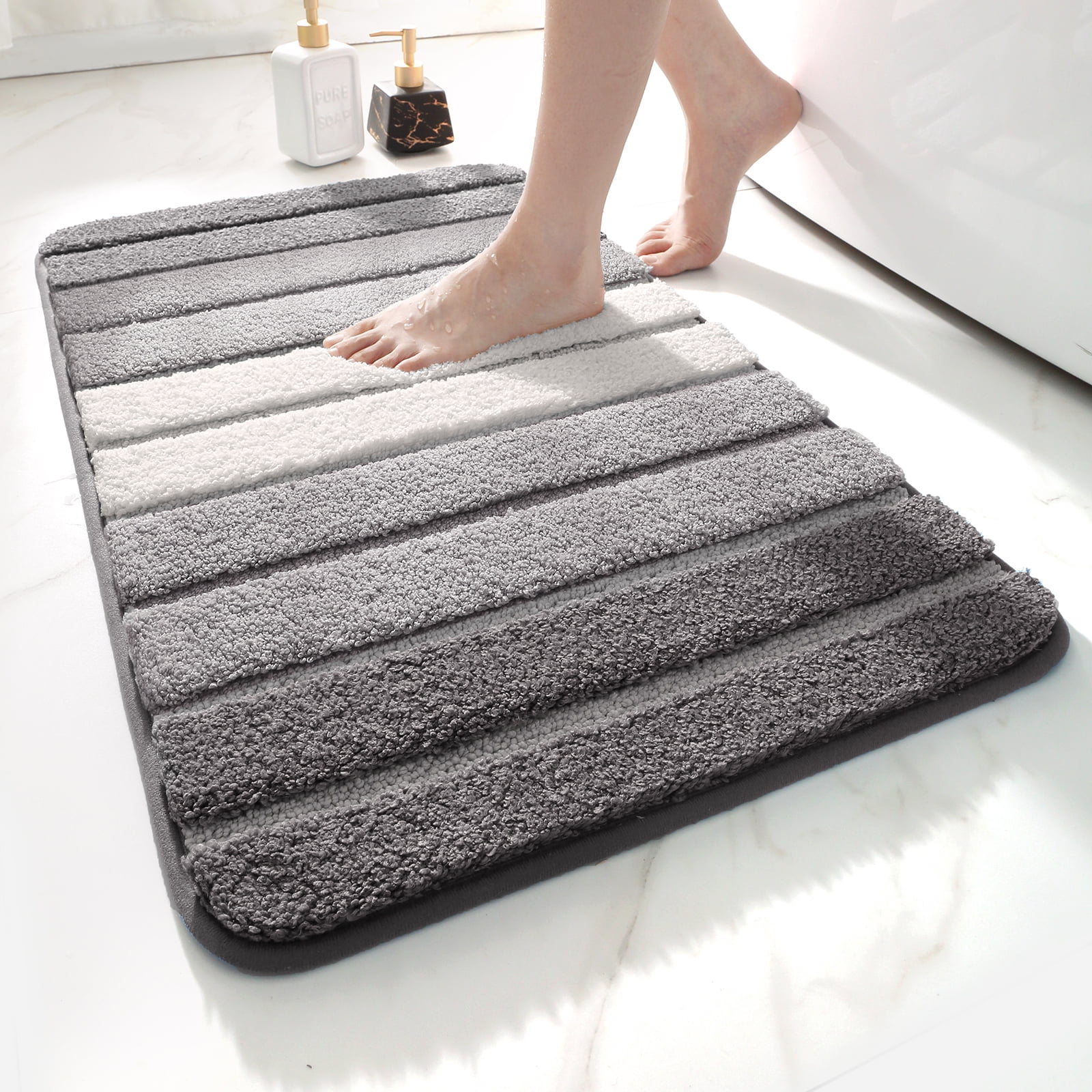 "OEAKAY Soft Absorbent Non-Slip Bath Mat, Bathroom Rug, Washable Shower ...