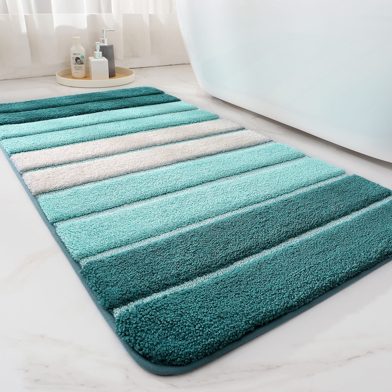 "OEAKAY Non-Slip Bath Mat Rug, Absorbent Microfiber, Machine Washable ...