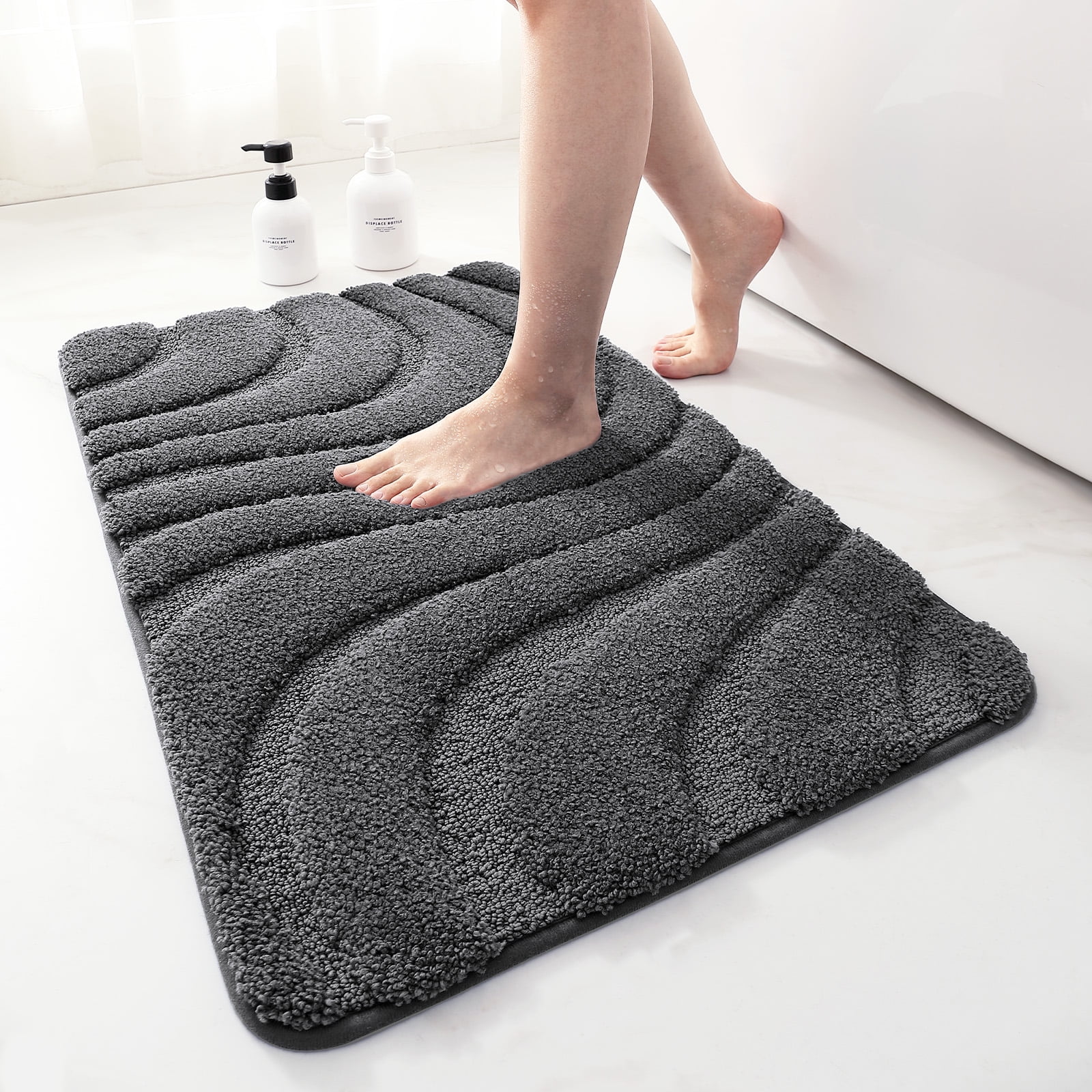OEAKAY Bathroom Rug and Mat, Absorbent Washable Bathroom Runner Rug ...