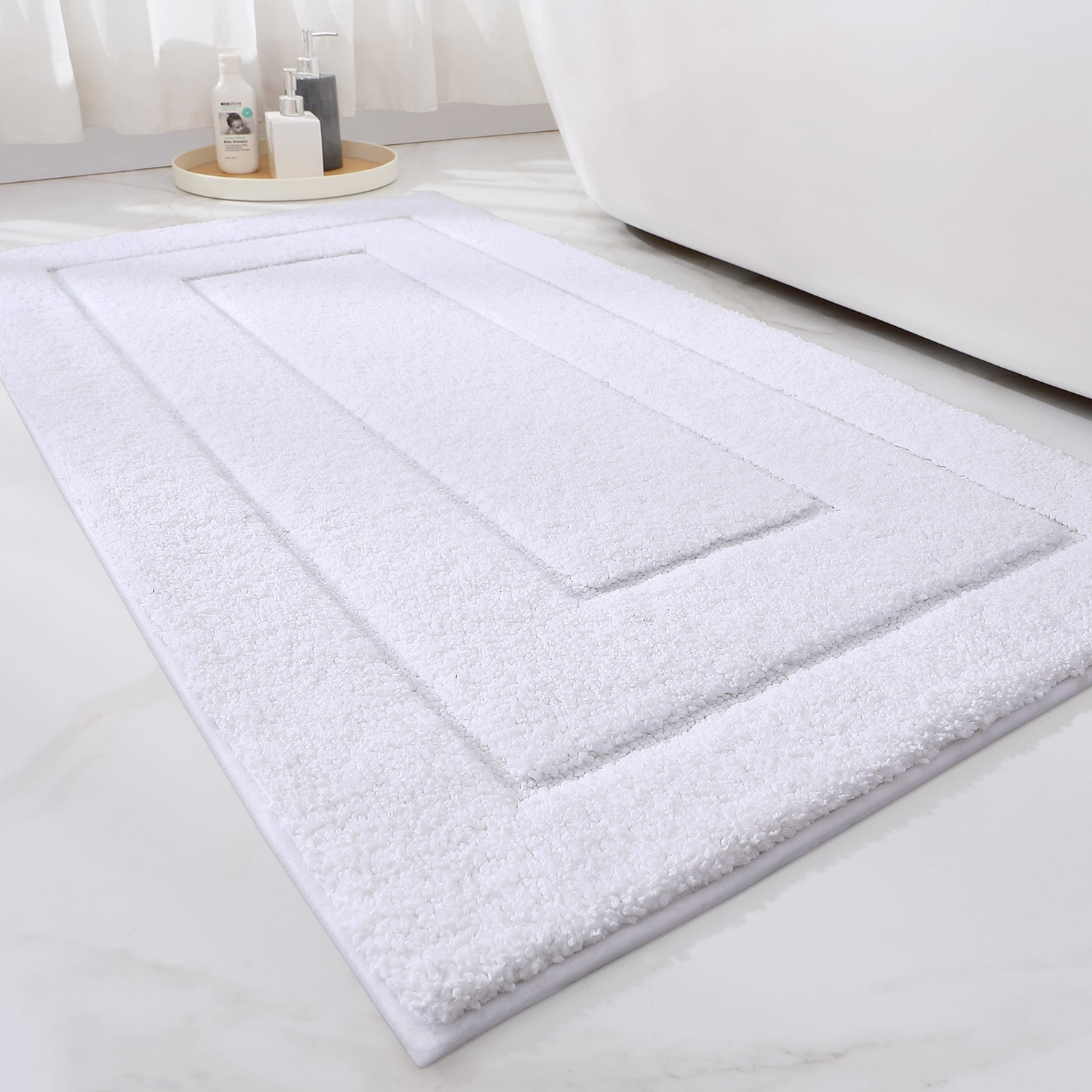 "OEAKAY Plush Shaggy Bath Rug, Quick Dry, Thick Microfiber, Non-Skid ...