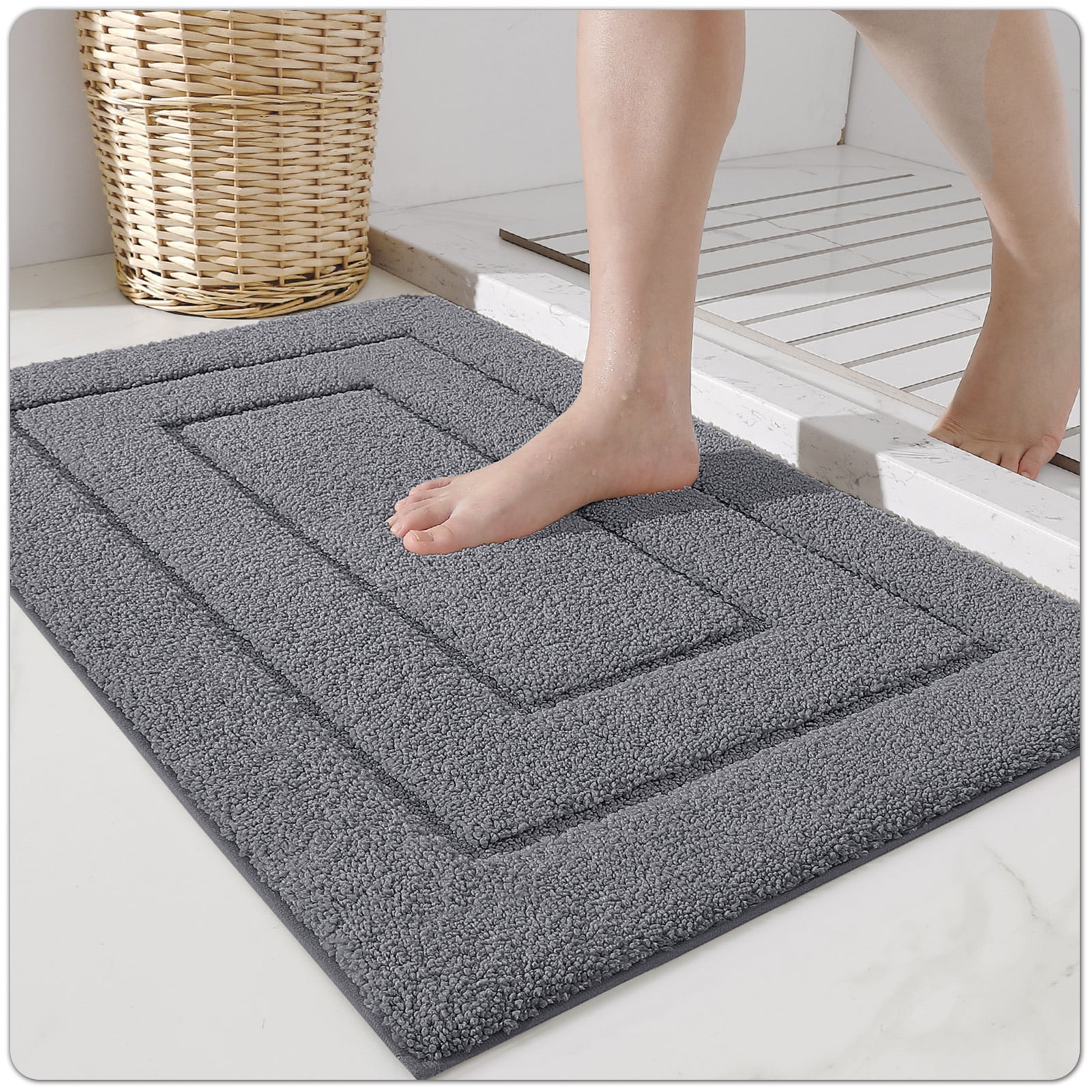 "OEAKAY Ultra Soft Shaggy Absorbent Bath Rug, Premium Microfiber Mat ...