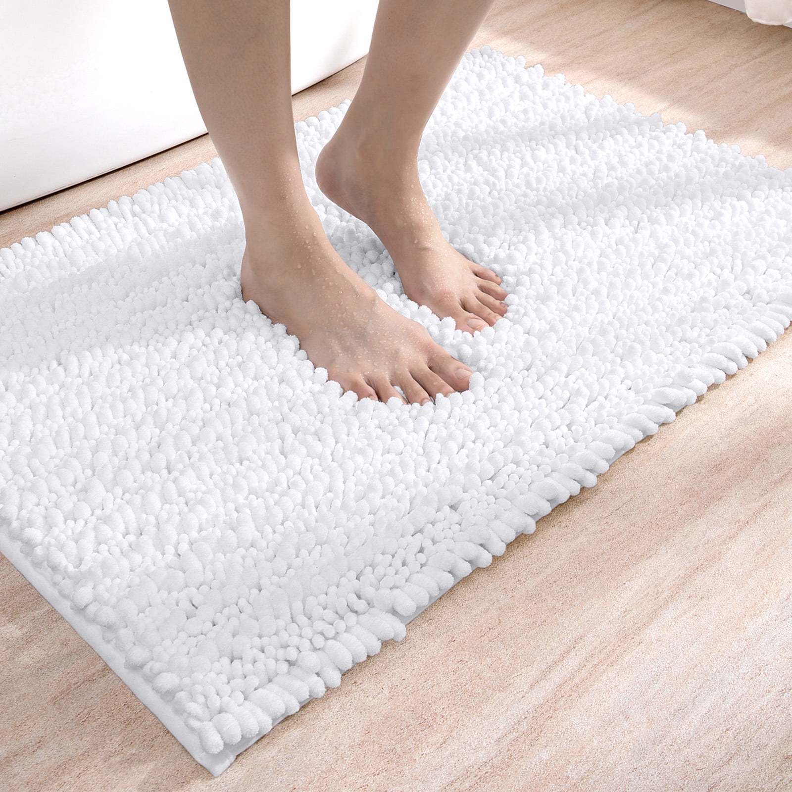 OEAKAY Ultra Absorbent Chenille Bath Mat, Non Slip Water Floor Rug ...