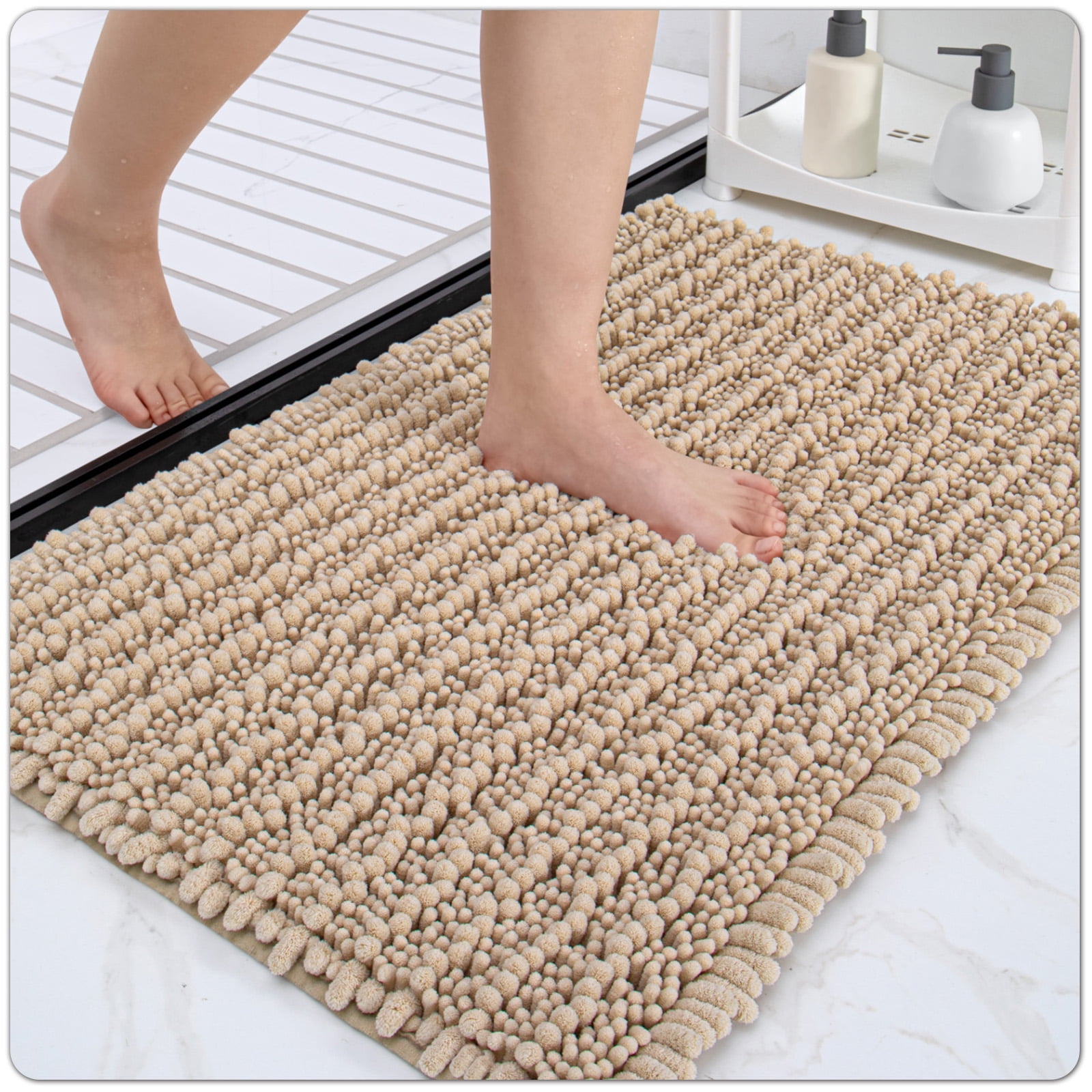 "OEAKAY Chenille Bath Mat, Non-Slip, Absorbent, Washable, Bathroom Use ...