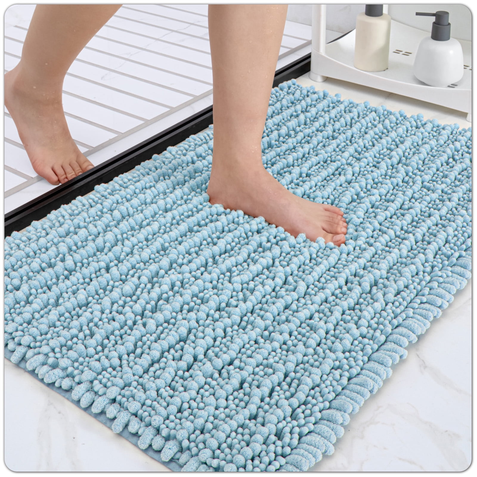 "OEAKAY Plush Chenille Bath Mat, Non-Slip, Absorbent, Washable, 20""x32 ...