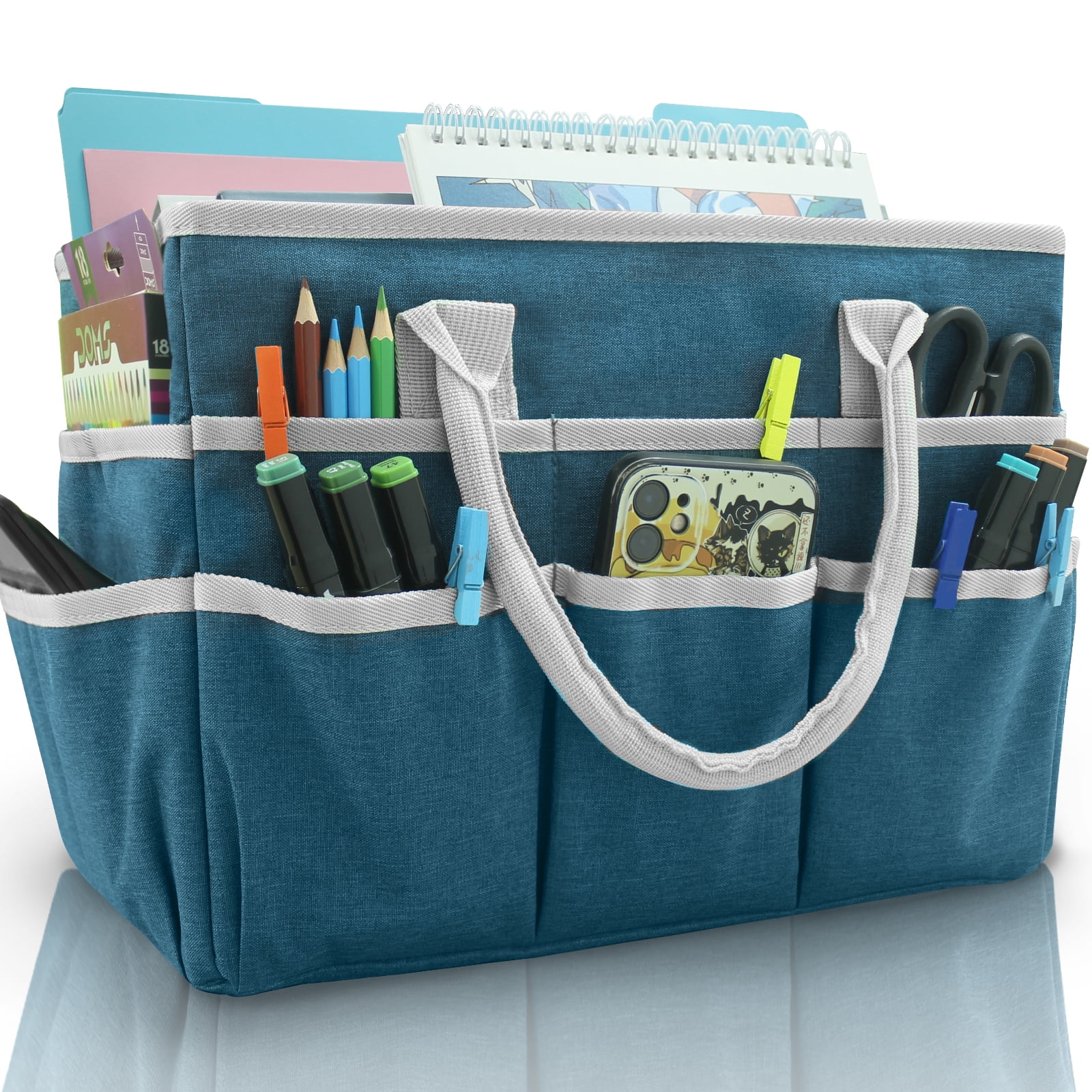 OEBLD Art Organizer Craft Storage Tote Bag with Pockets and Handles ...