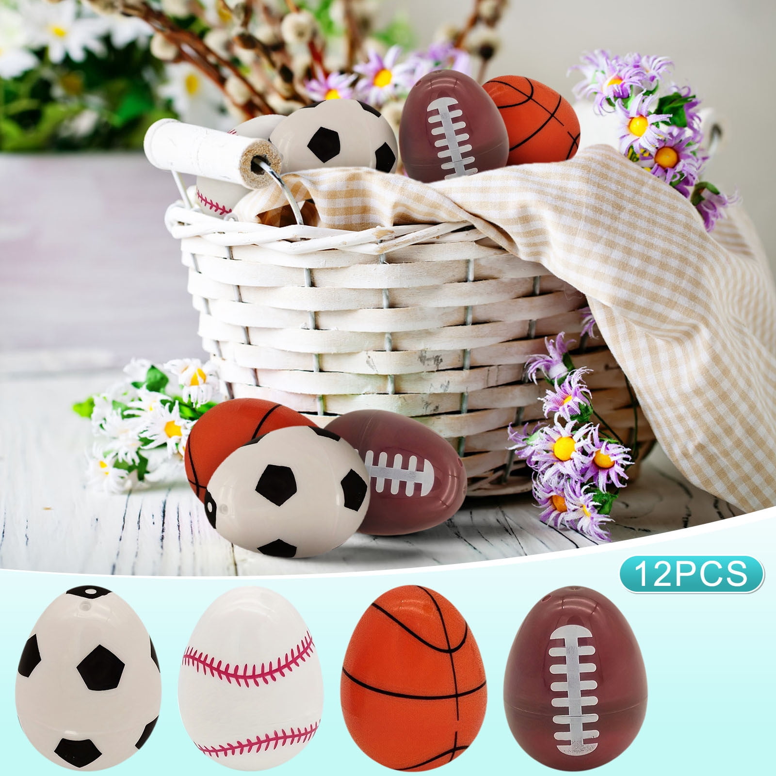 OEFNTAC 12PC Easter Egg Ball Fillable Plastic Decoration Toys Empty Egg ...
