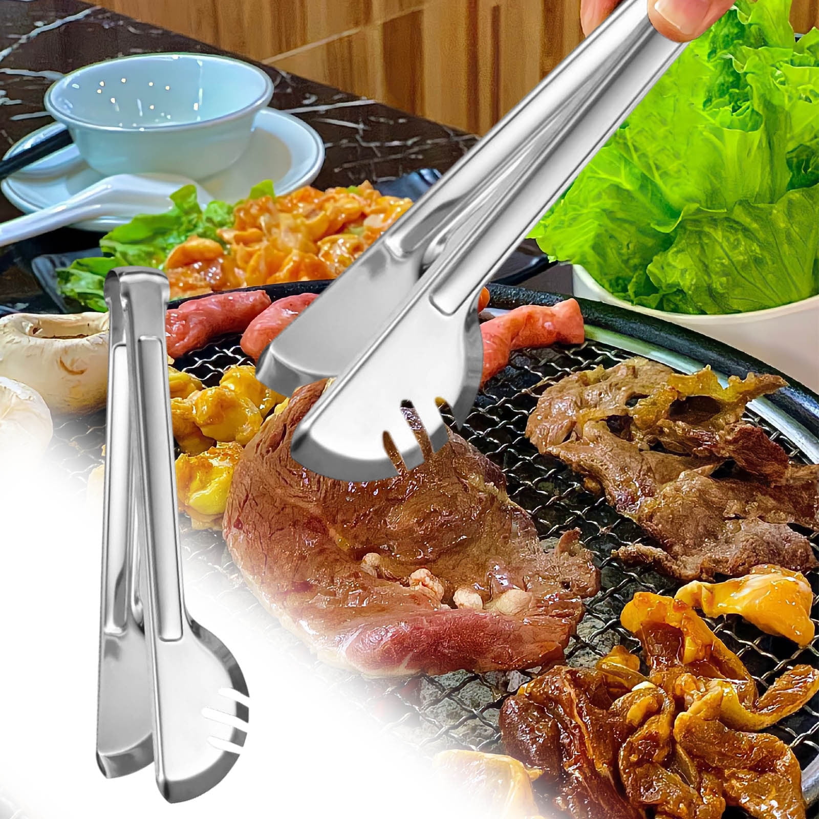 OEFNTAC 12in Stainless-Steel BBQ Tongs, Locking Grill Clamp with ...