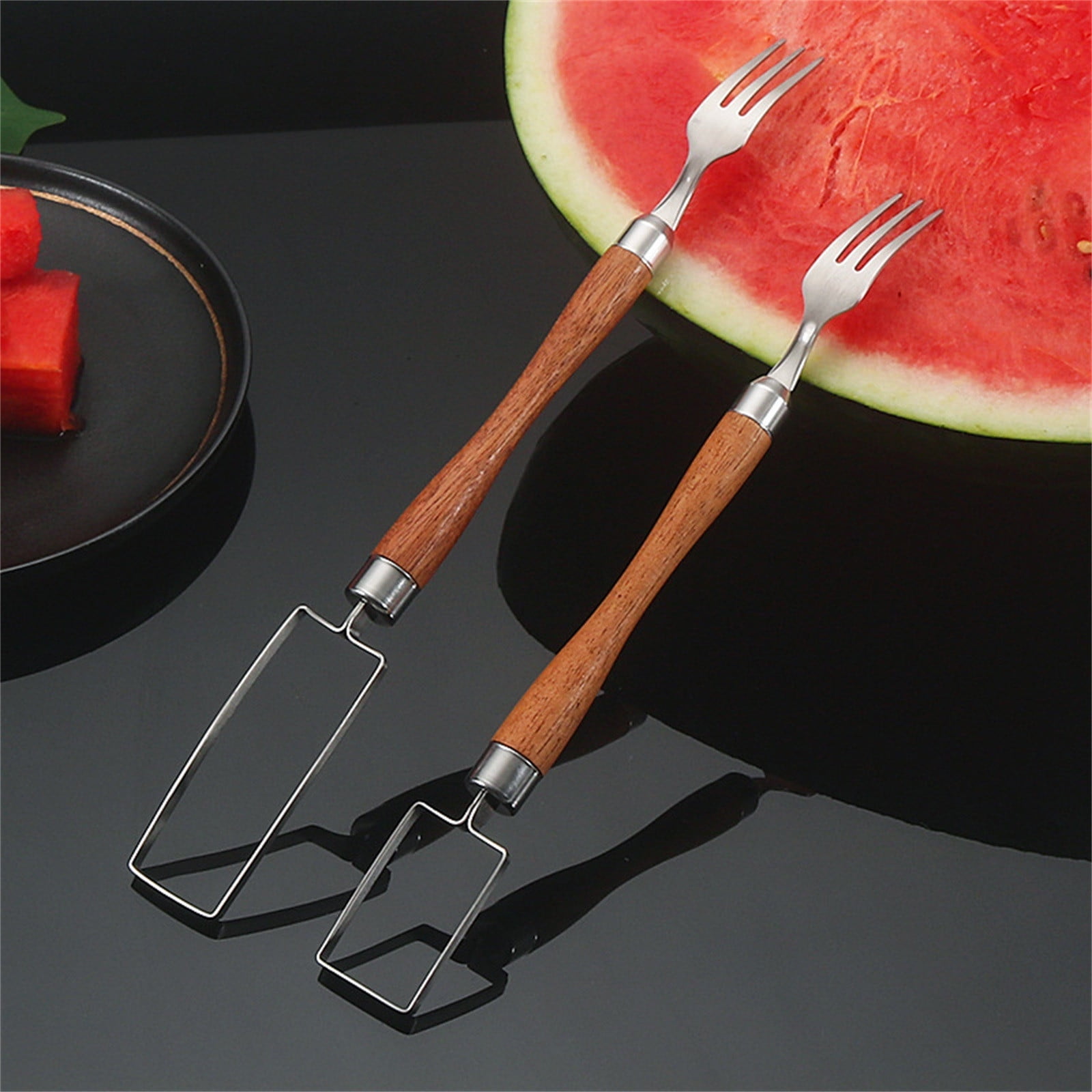 OEFNTAC 2-in-1 Watermelon Cutter Fork Slicer Stainless Steel Automatic ...