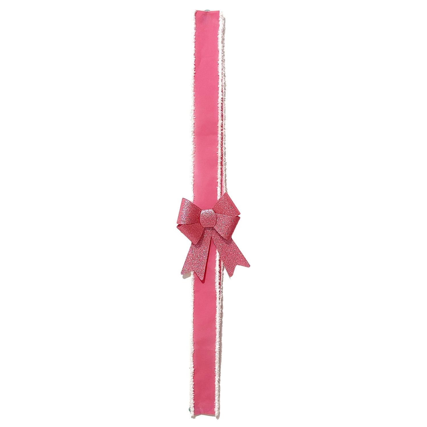 OEFNTAC Christmas Flocked Multi Loop White Edge Bow 8ft Ribbon Garland ...