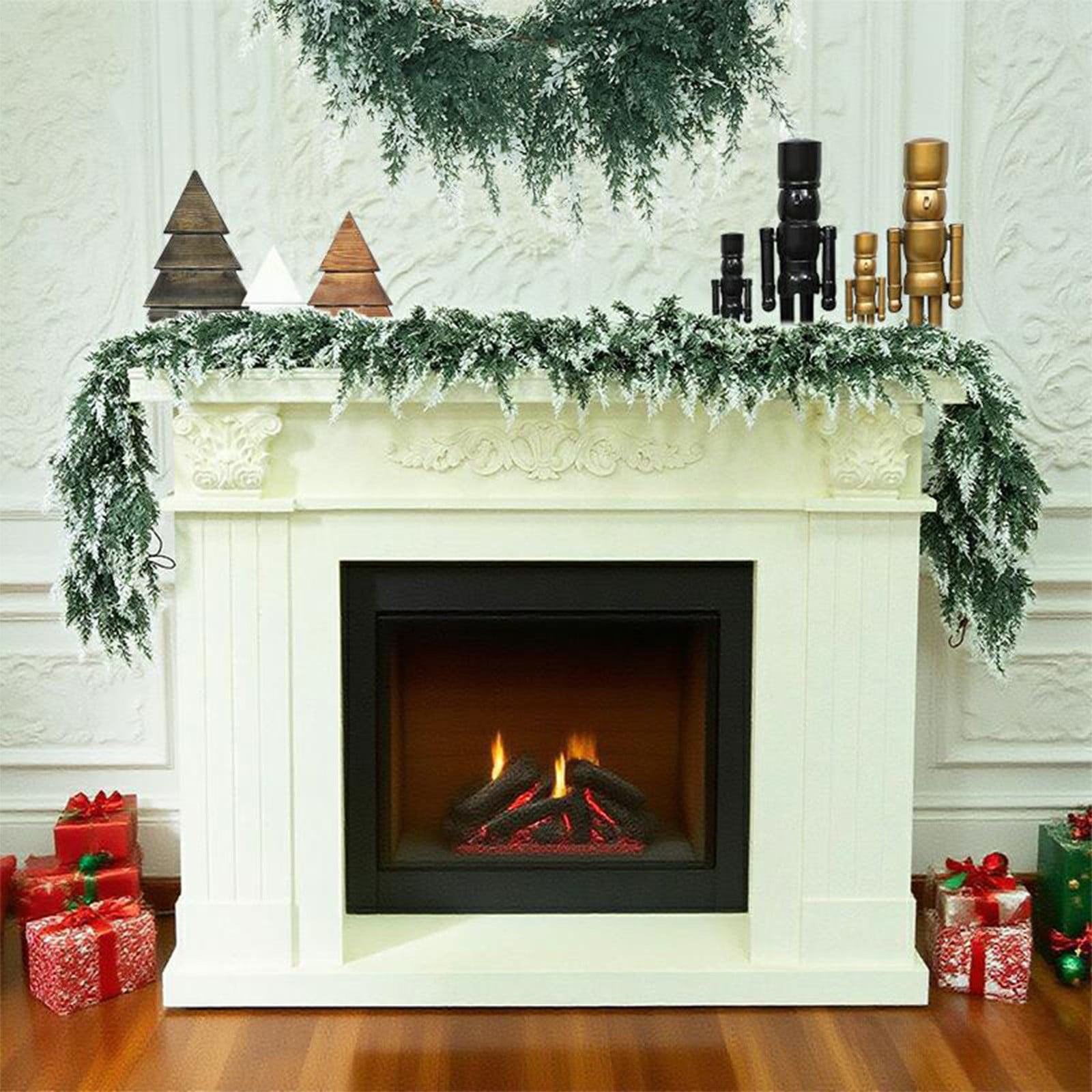 OEFNTAC Christmas Norfolk Garland Pine Artificial Fork Rattan Holiday ...