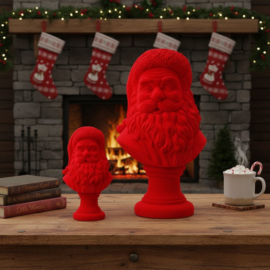 OEFNTAC Christmas Santa Bust Statue Half Body Christmas Desktop ...
