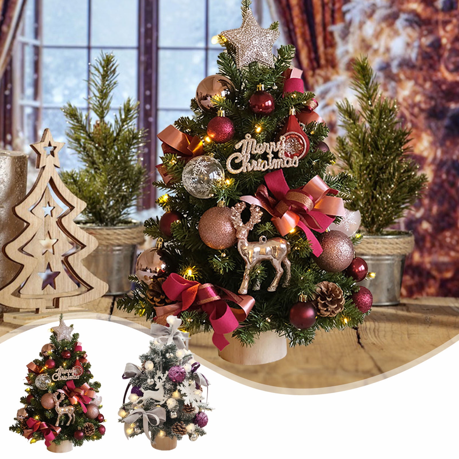OEFNTAC Decorations 45CM Christmas Tree Set Mini Desktop Simulation ...