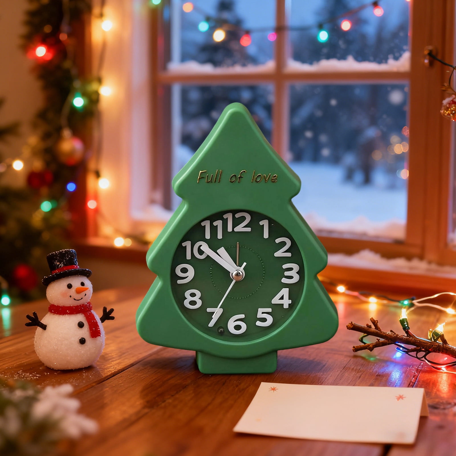 OEFNTAC Decorations Christmas Tree Clock Ornament Alarm Table Gift Red ...